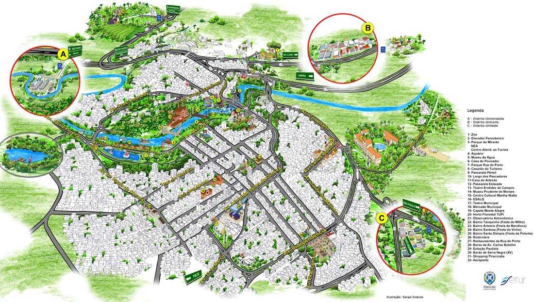 Mapa Turístico dos Distritos Industriais – Turismo Piracicaba